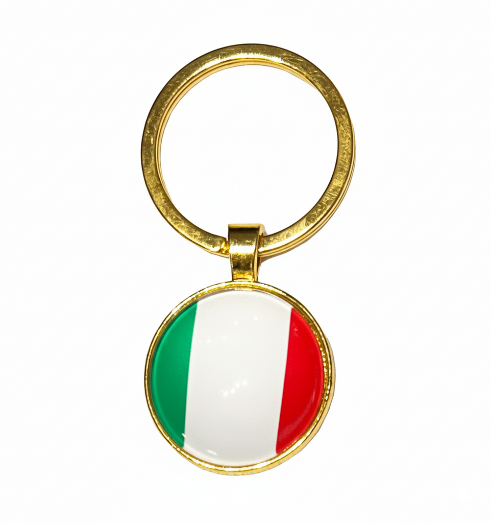 Italian Flag Circle Keychain in Gold – P.S. I Love Italy
