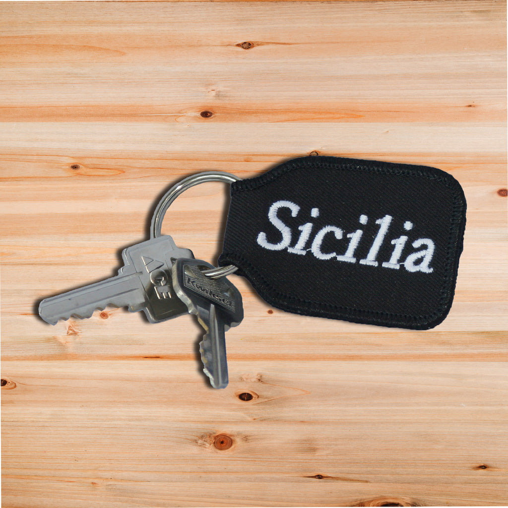 Sicilia Keychain - Black Embroidered with Flag on Back – P.S. I Love Italy