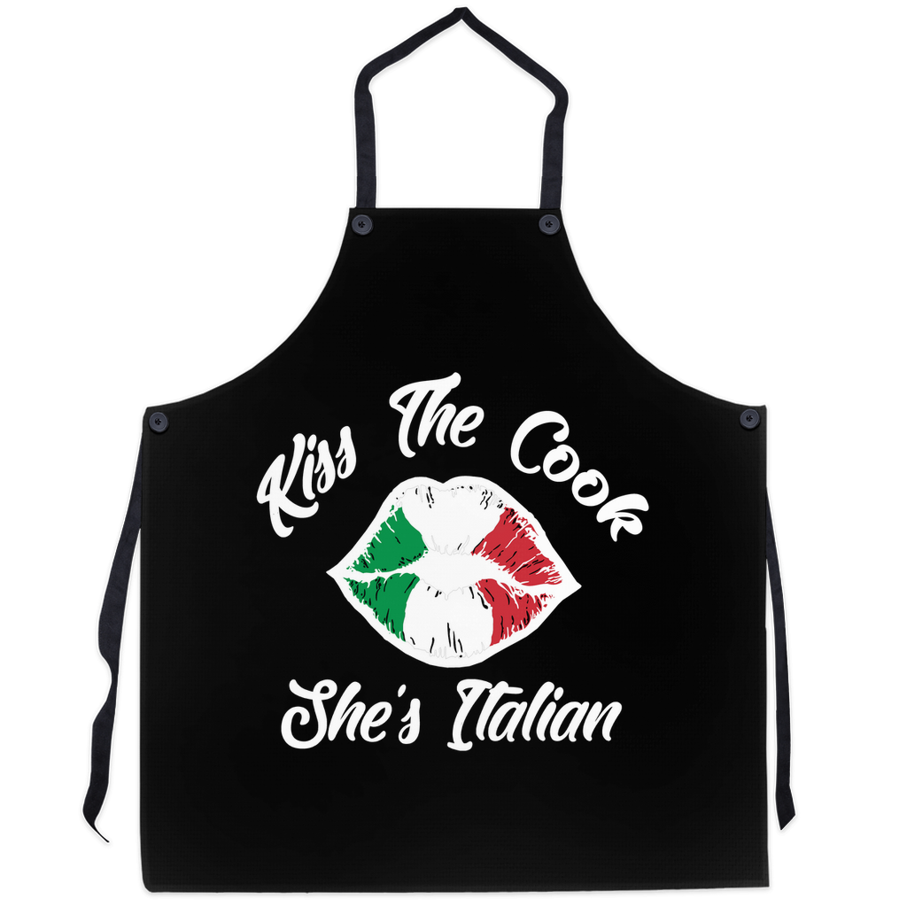 Kiss the Cook She's Italian Apron in Black II – P.S. I Love Italy