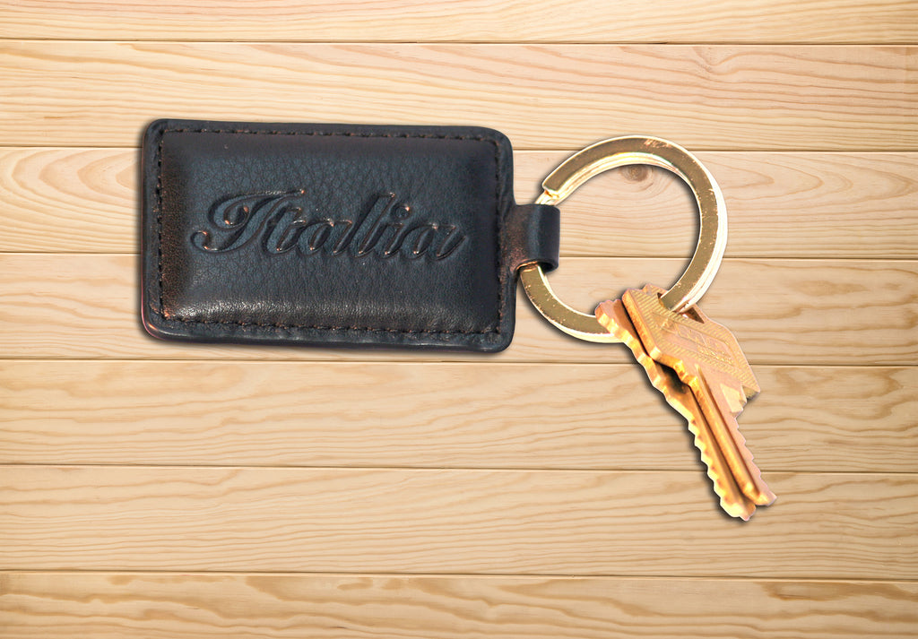 Italia Keychain - Black Embossed Leather – P.S. I Love Italy