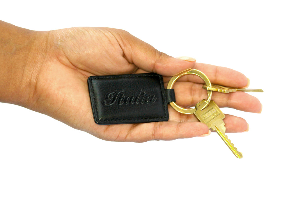 Italia Keychain - Black Embossed Leather – P.S. I Love Italy