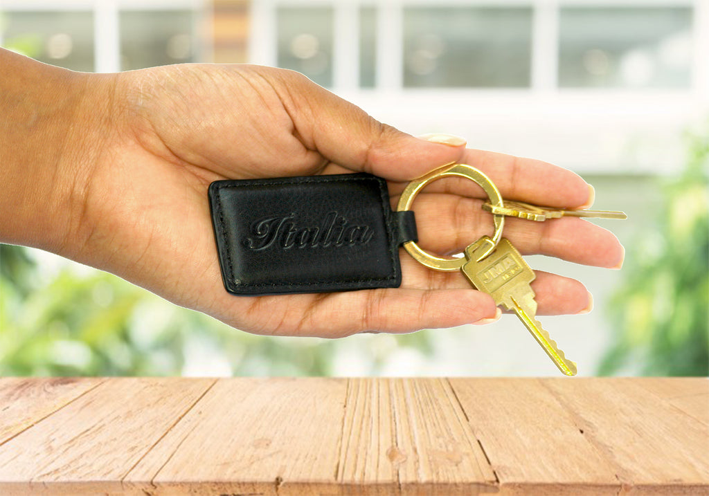 Italia Keychain - Black Embossed Leather – P.S. I Love Italy