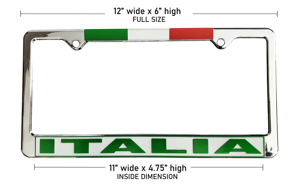 Italia License Plate Silver Frame with Flag – P.S. I Love Italy