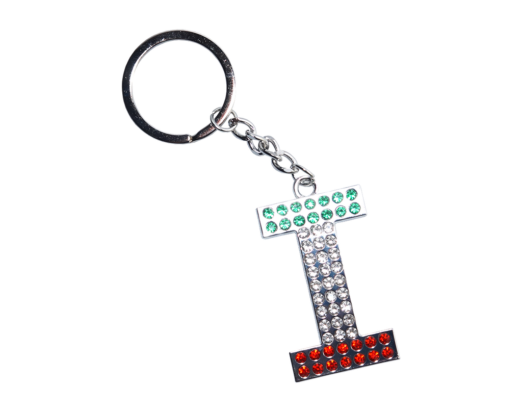 Italian Flag Jeweled Letter "I" Keychain – P.S. I Love Italy