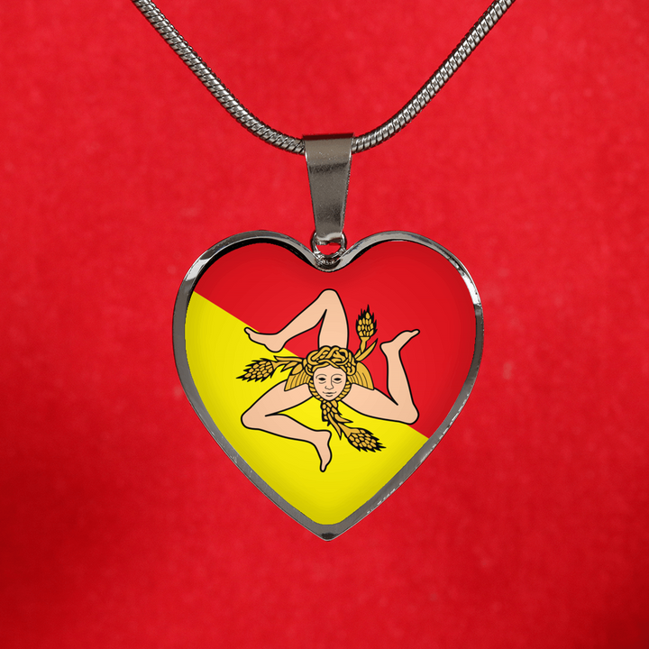 Sicilian Flag with Heart Pendant Necklace – P.S. I Love Italy